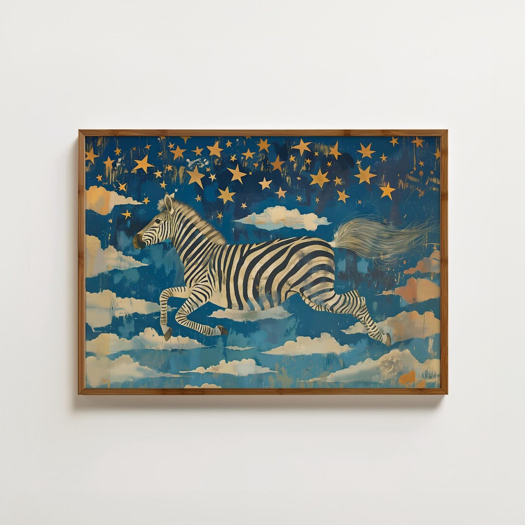 Whimsical Zebra Print Vintage Zebra Wall Art Whimsical Prints Animal ...