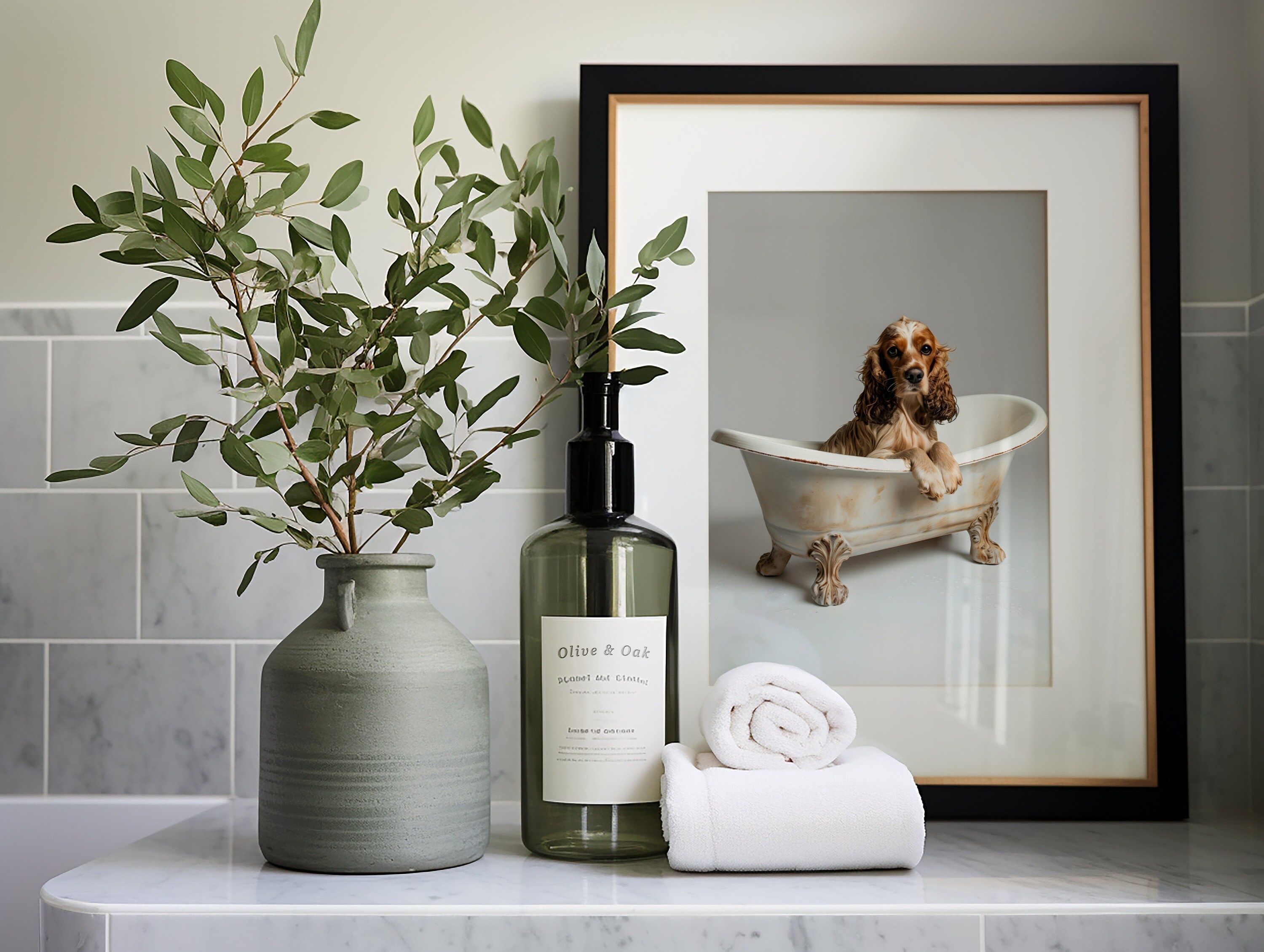 Cocker Spaniel Bath Print, Dog in Bath Print, Cocker Spaniel Art Print ...