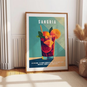 Sangria Print Bar Cart Decor Sangria Poster Kitchen Wall Art Sangria ...