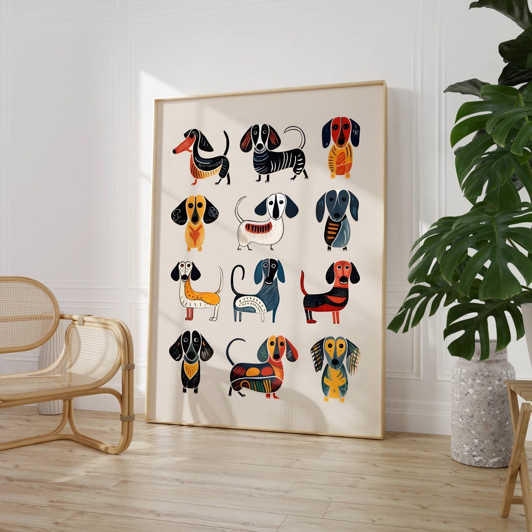 Dachshund Modern Print, Dachshund Wall Art, Dachshund Gifts, Doxie ...