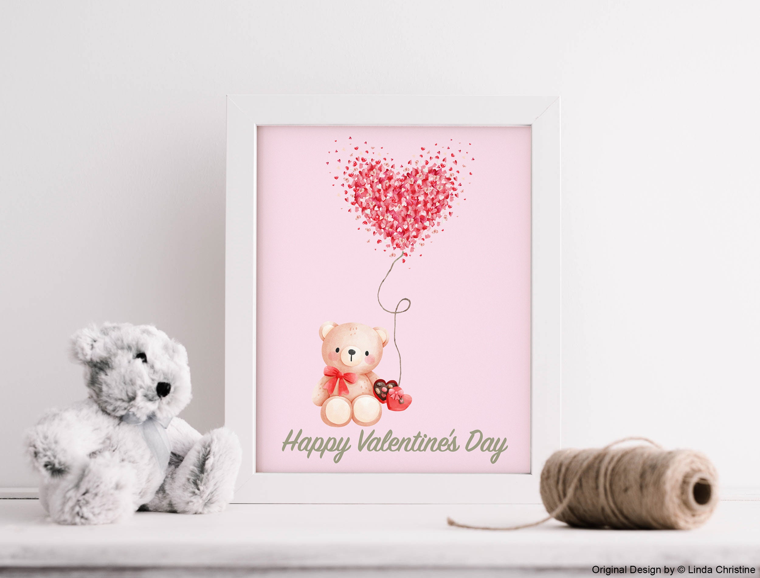 Teddy Bear Valentines Day Wall Art, Digital Download, Nursery Room ...