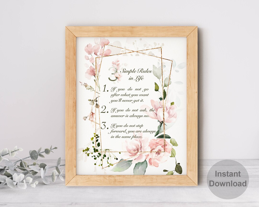3 Simple Rules in Life Instant Download Motivational - Etsy