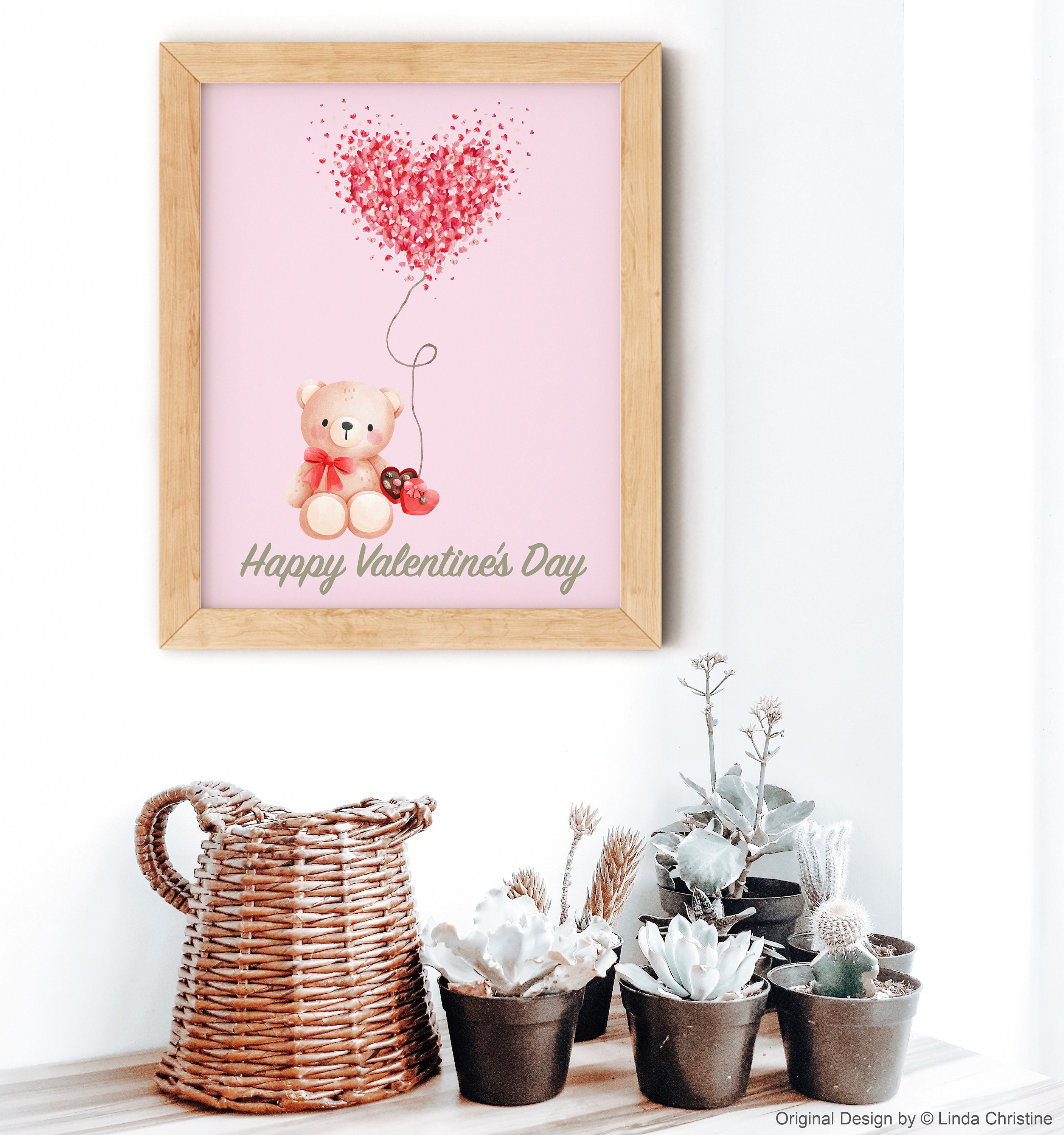 Teddy Bear Valentines Day Wall Art, Digital Download, Nursery Room ...