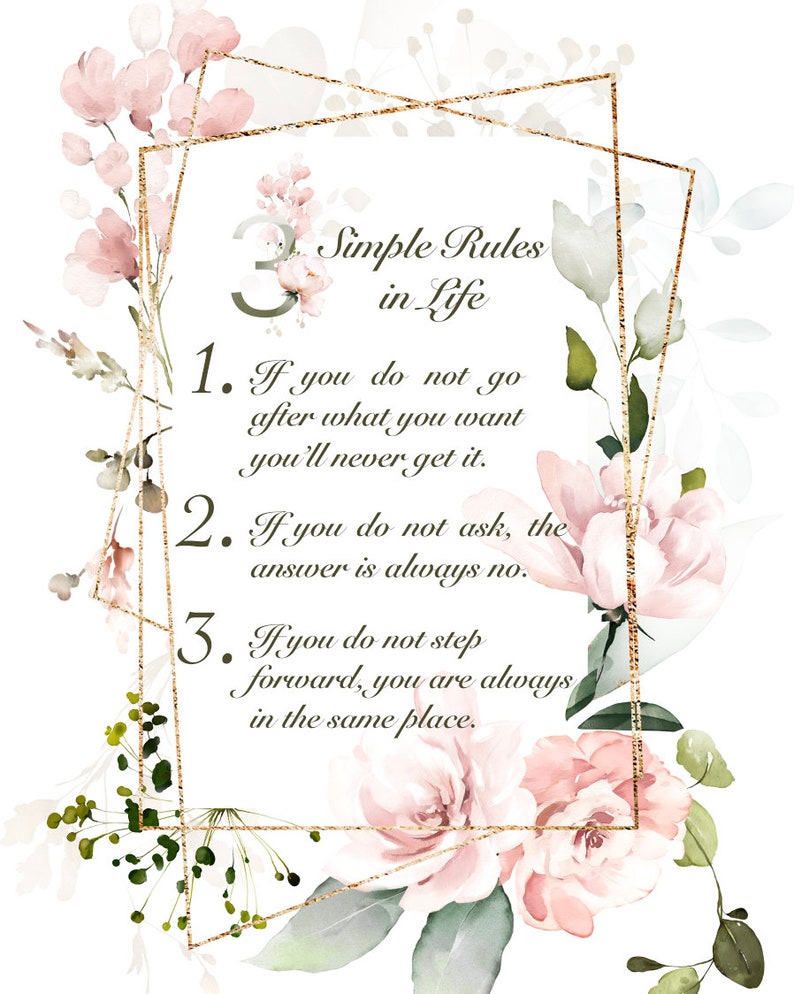 3 Simple Rules in Life Instant Download, Motivational Printable Wall ...