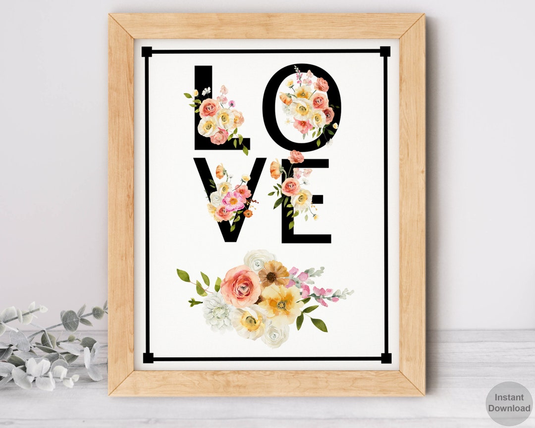 Love Wall Art , L O V E, Classic Love Word, Valentines Printable ...