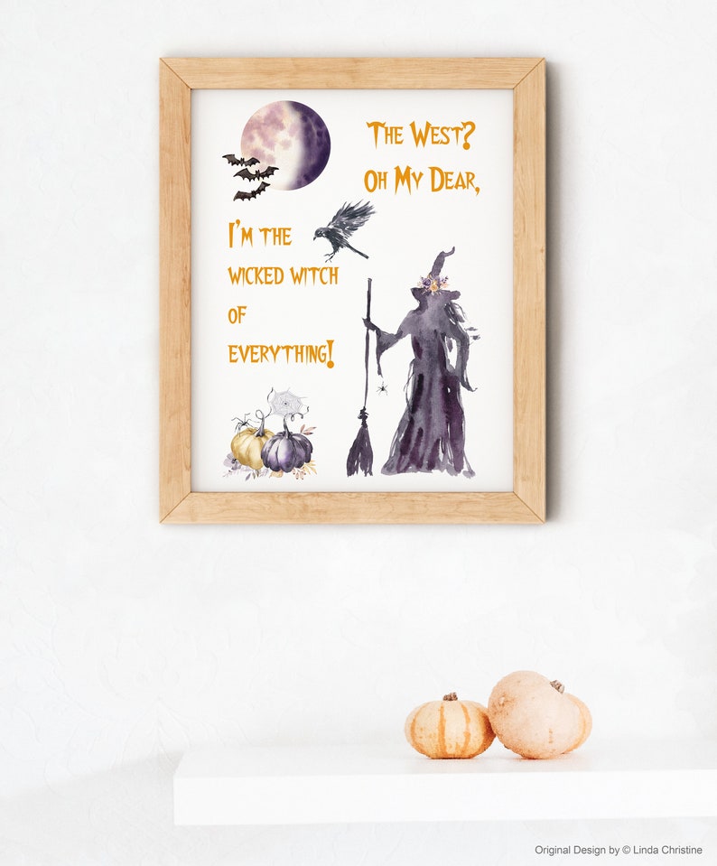 Wicked Witch Halloween Print | Funny Witches and Pumpkins (JPG PDF) - Etsy