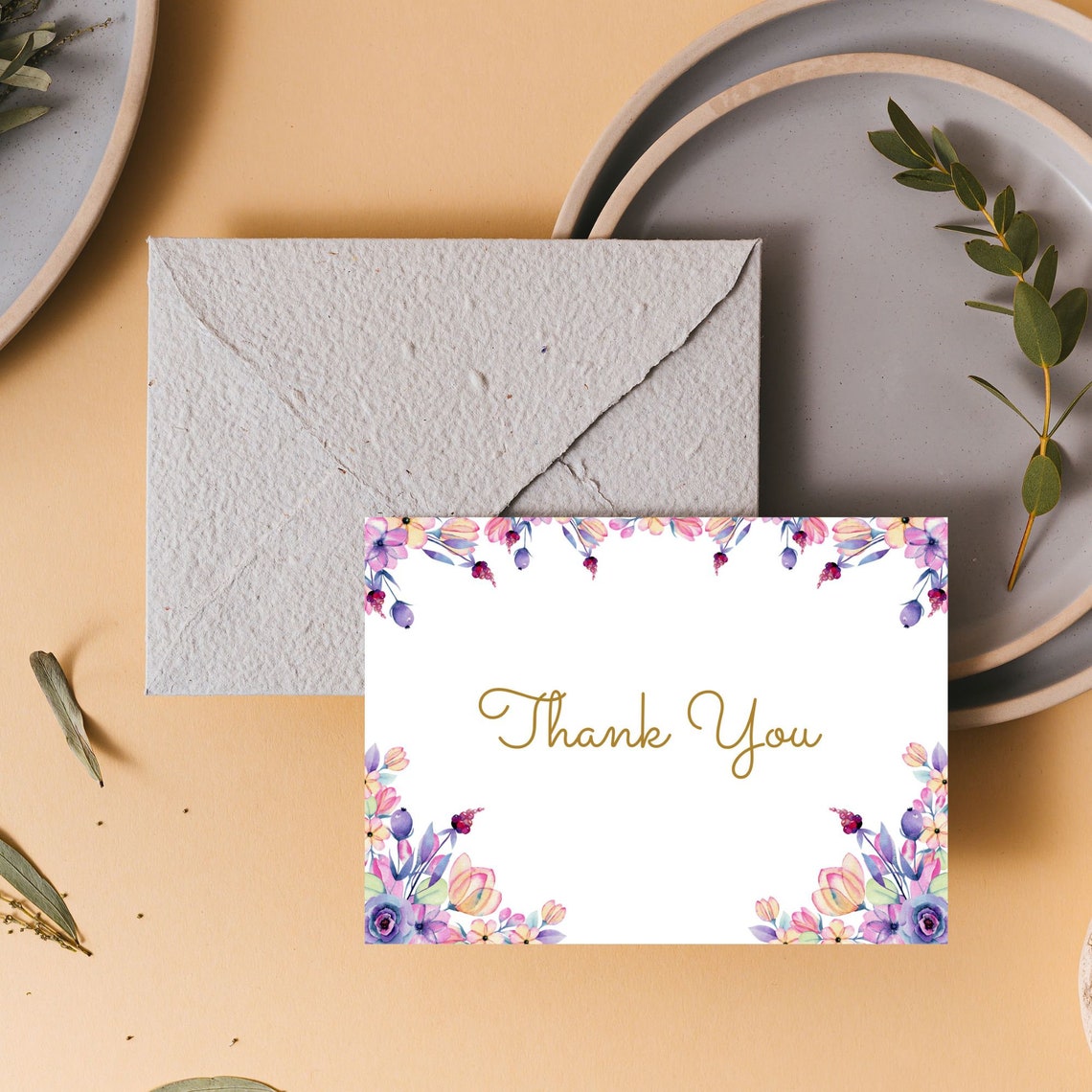Whimsical Thank You Printable Card / Instant Download PDF JPG / Card ...
