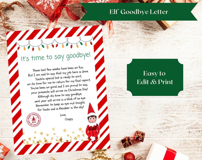 Buy Goodbye Letter From Your Elf Elf Goodbye Letter Printable Goodbye ...