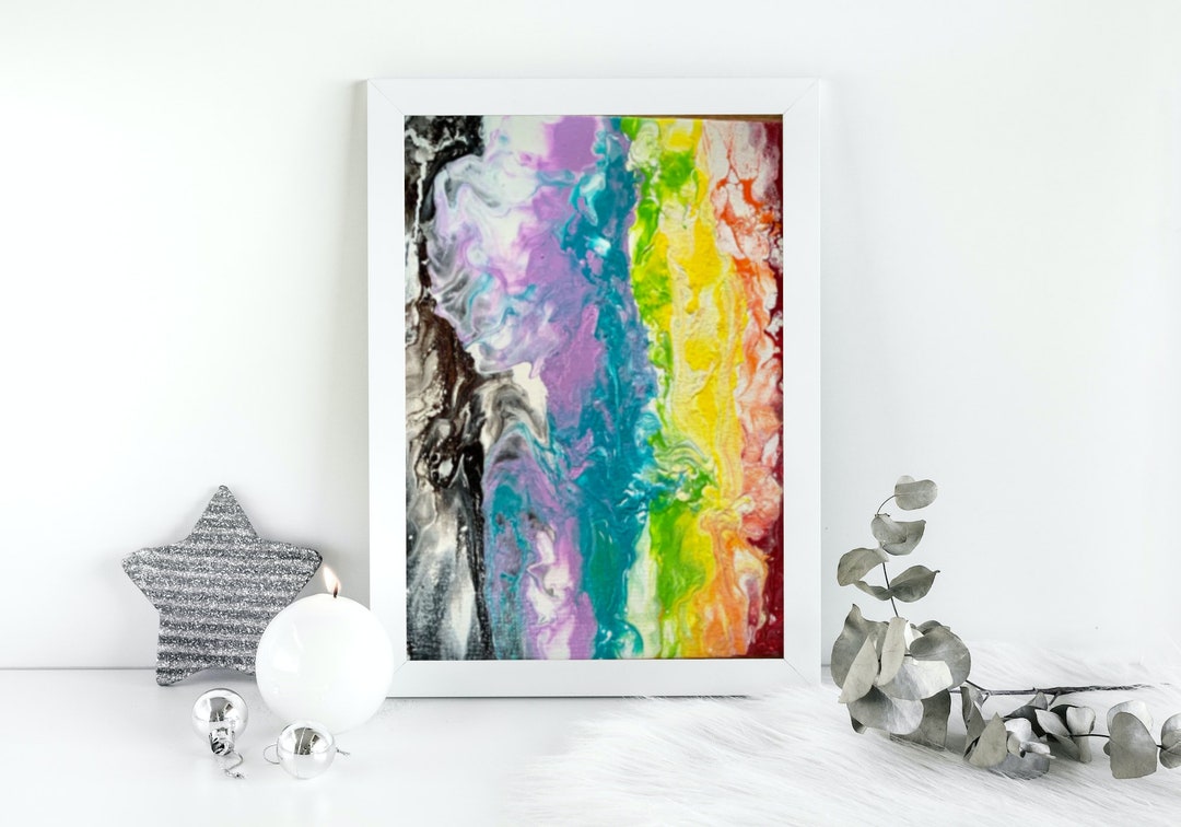 Rainbow Printable Wall Art Maximalist Wall Art Fluid Art - Etsy
