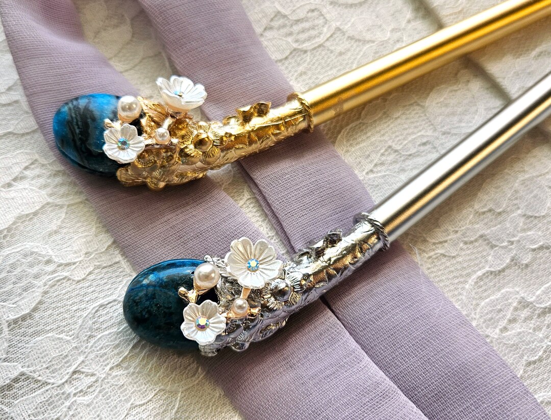 Korean Traditional Hair Pin Natural Gem Stone Binyeo Stick Hanbok ...