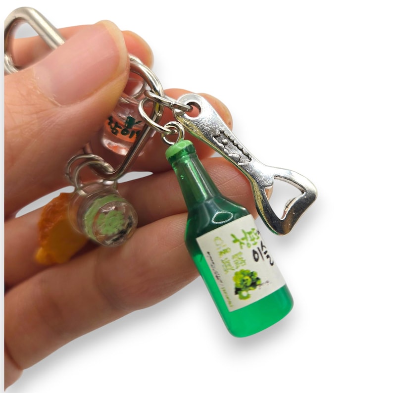 Miniature Soju Keychain: Korean Alcohol Bottle, Fried Chicken, Glow-in ...