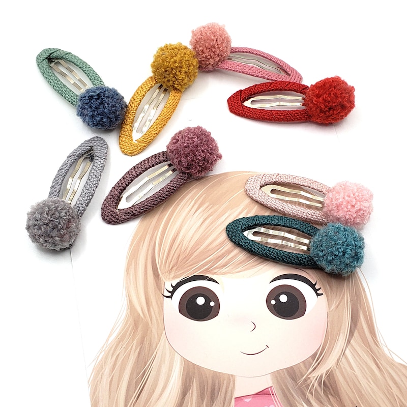 Pom Pom Hair Bows - Etsy