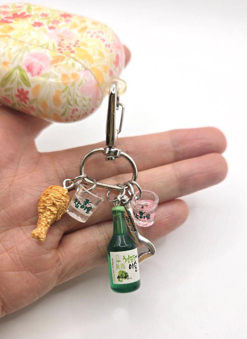 Miniature Soju Keychain: Korean Alcohol Bottle, Fried Chicken, Glow-in ...