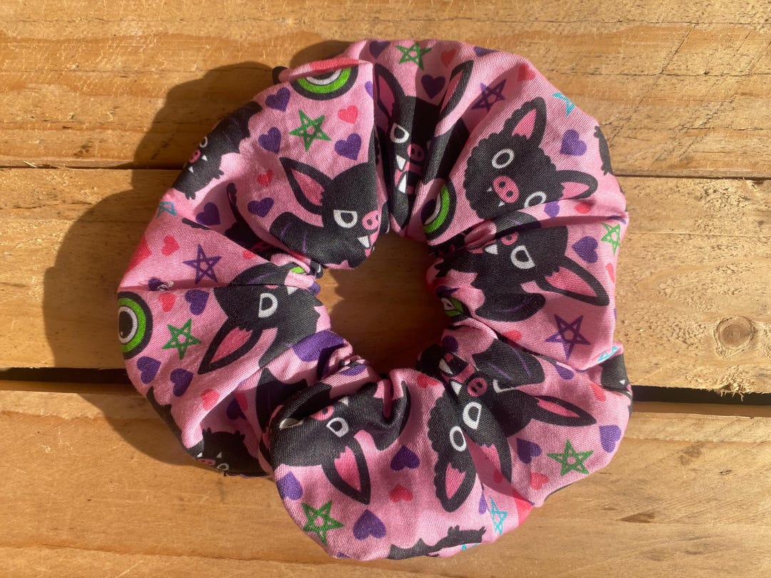 Oversized Scrunchie – Pink Pastel Goth Bats | XXL Hair Scrunchie | Cute ...