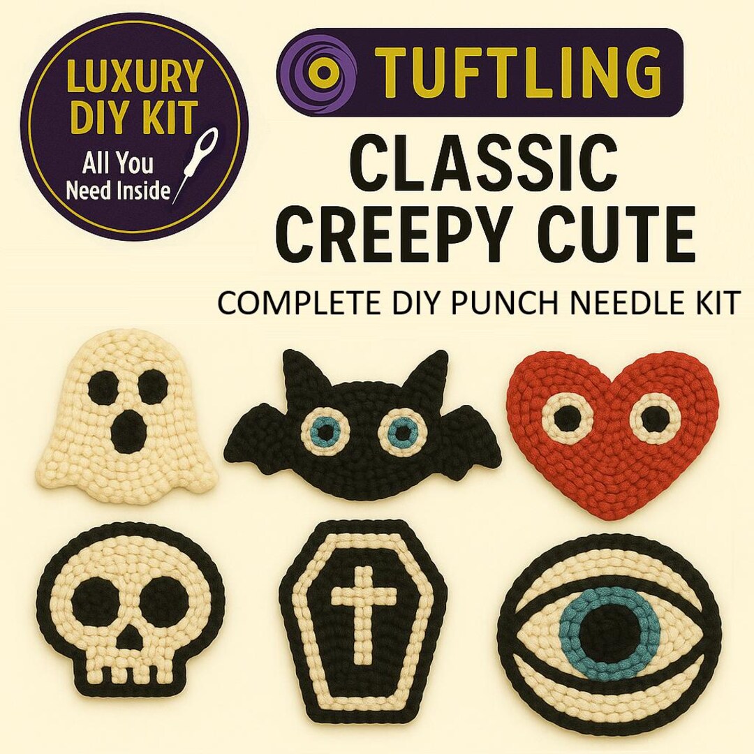 Luxury DIY Punch Needle Kit – Classic Creepy Cute Icons (ghost, Skull ...