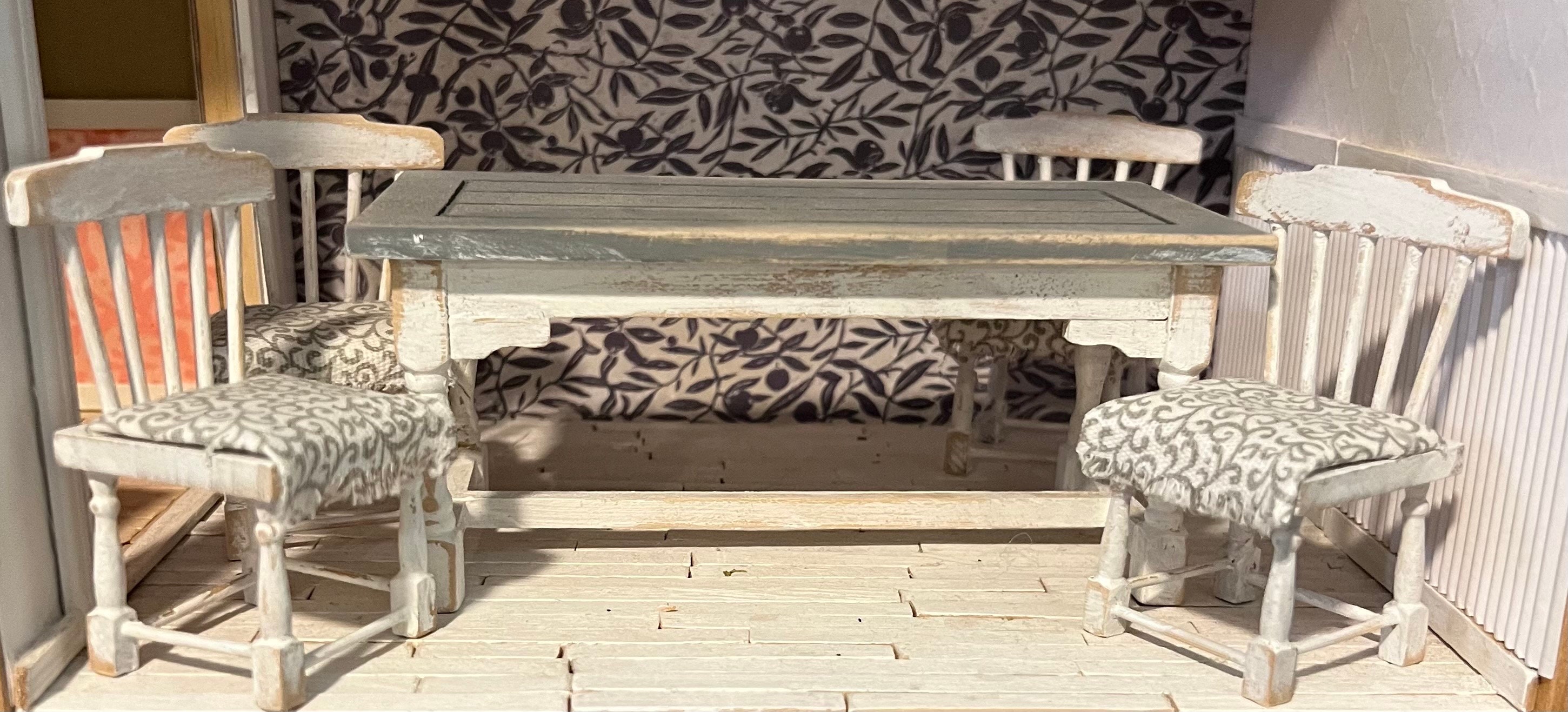 Shabby Chic Dollhouse Furniture.. Miniature Dining Set.. Doll Table and ...
