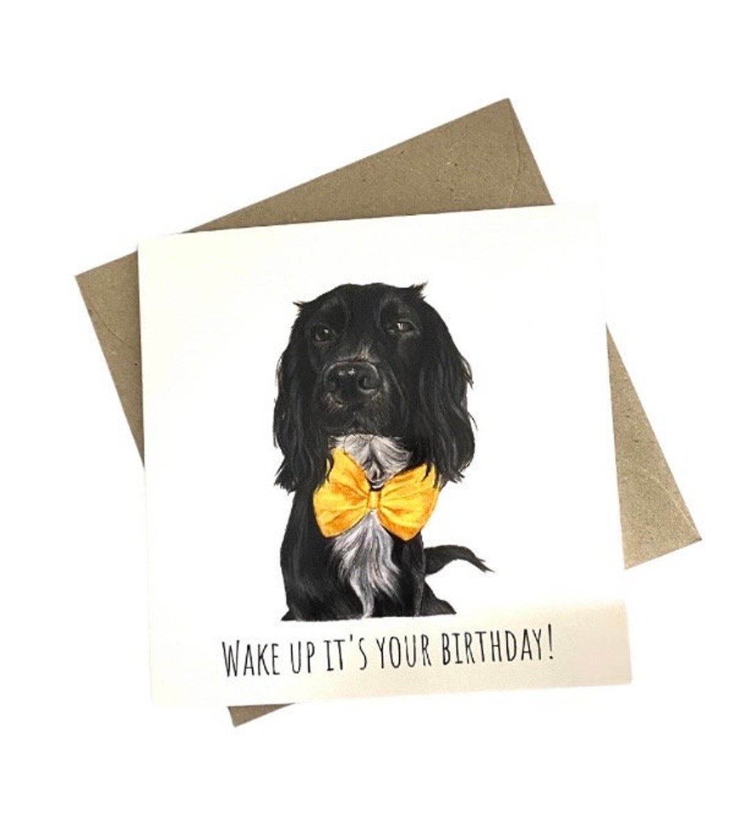 Hand-drawn Spaniel Birthday Card. Black Cocker Card. Cocker Spaniel ...