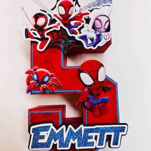 Spidey and His Amazing Friends 3D 7” Letters or Numbers | Spidey Party ...
