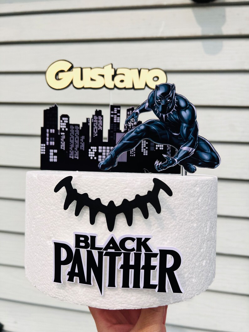 Cake Topper Black Panter, BLACK PANTHER Personalized Cake Topper ...