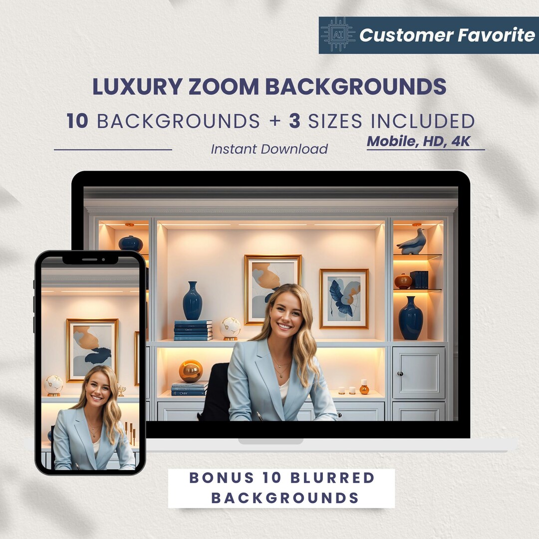 Zoom Backgrounds Bundle – 10 Luxury + 10 Blurred | Virtual Office ...