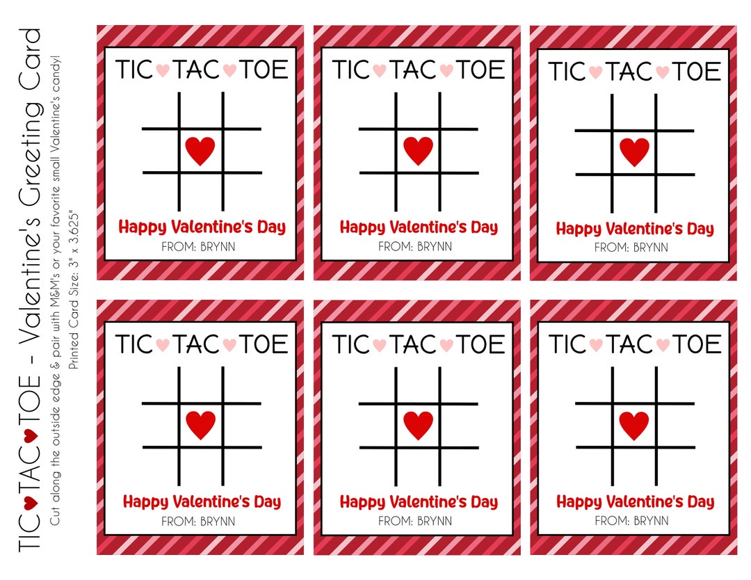 Editable Tic Tac Toe Valentine's Day Greeting Card | M&M Tic Tac Toe ...