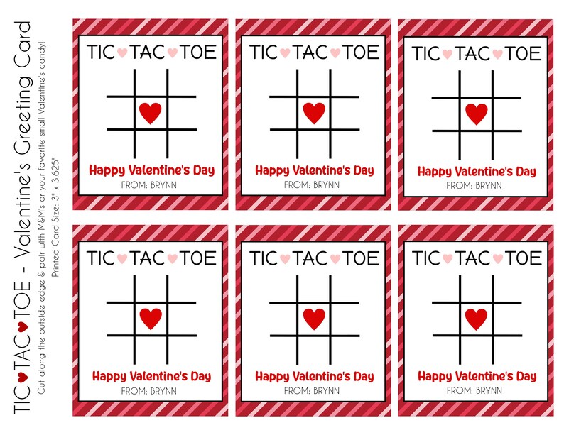 Editable Tic Tac Toe Valentine's Day Greeting Card | M&M Tic Tac Toe ...