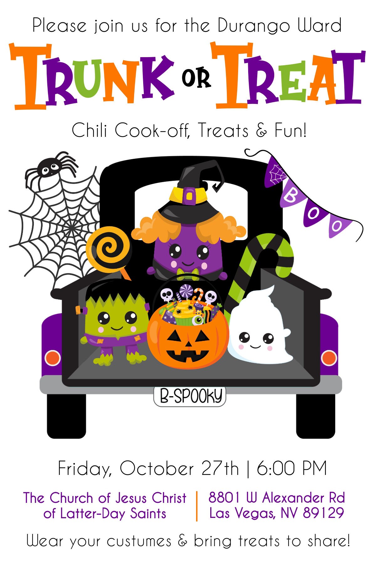 Trunk or Treat Invitation | Halloween | Trunk or Treat Flyer | School ...
