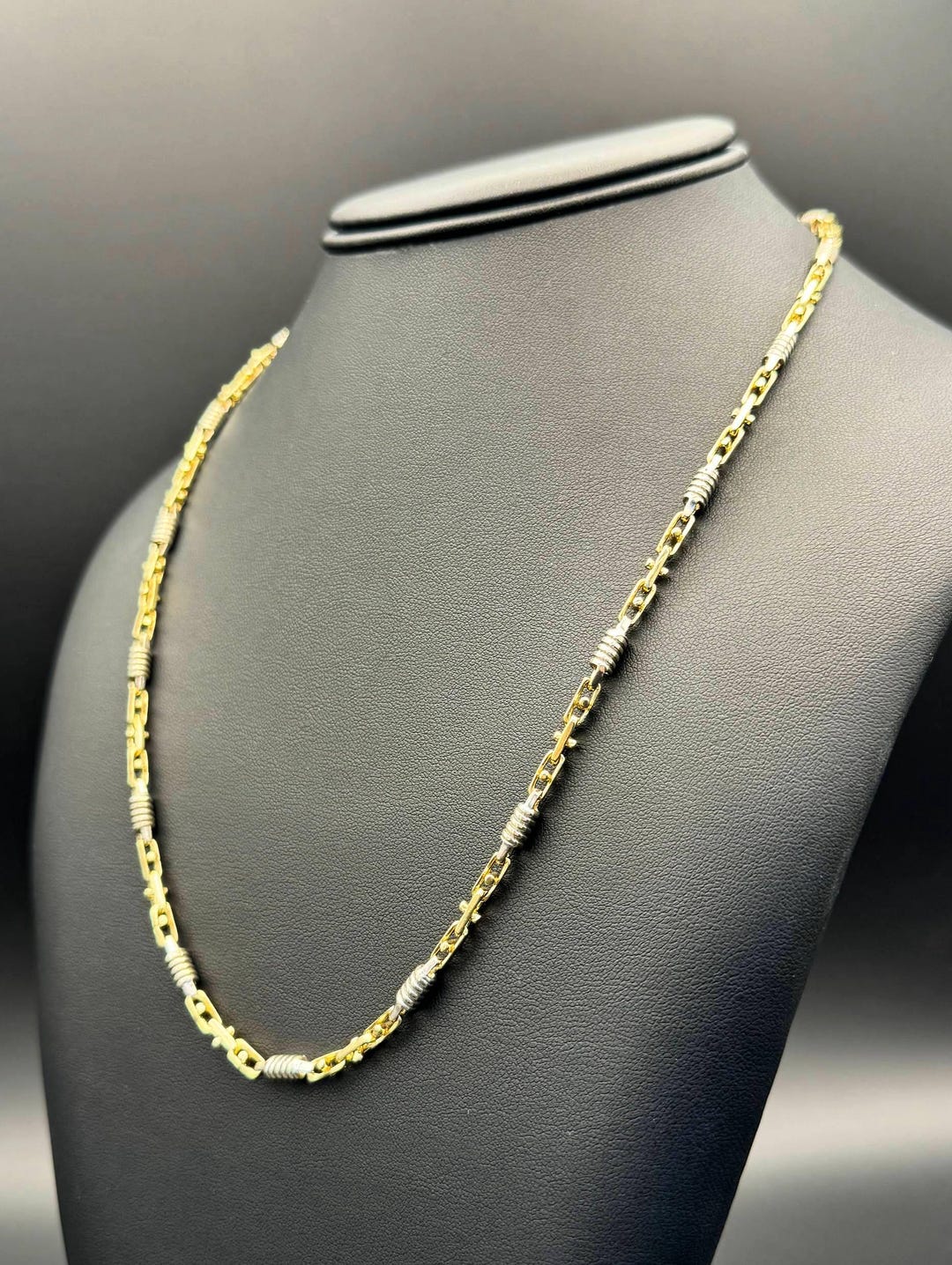 14k Two-tone Gold Chain Necklace, 21 Inch Designer Braccio - Etsy