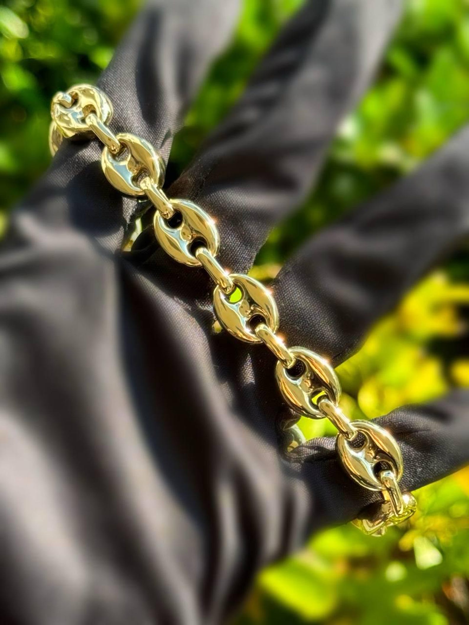 14k Solid Yellow Gold Puffed Mariner Gucci Link 9” Bracelet 33.6 Grams ...