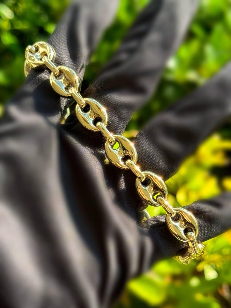 14k Solid Yellow Gold Puffed Mariner Gucci Link 9” Bracelet 33.6 Grams ...