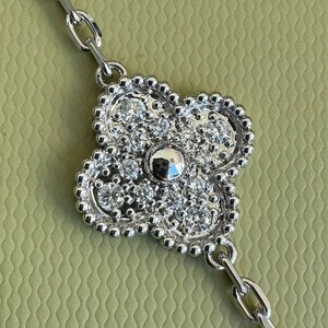 18k White Gold Van Cleef Alhambra Style Diamond 5 Motifs Clover Shape ...