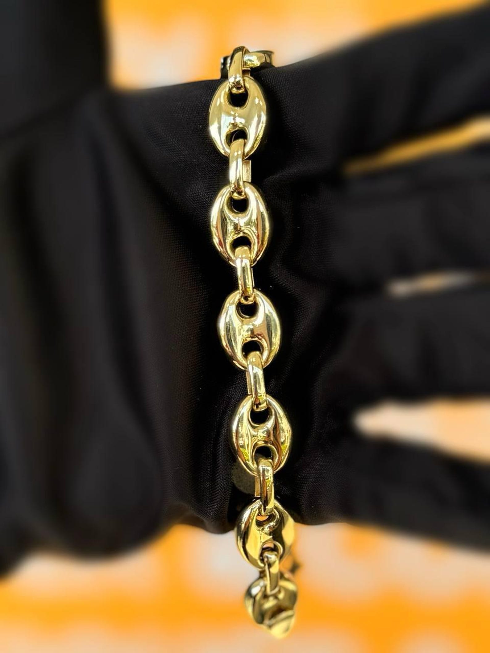 14k Solid Yellow Gold Puffed Mariner Gucci Link 9” Bracelet 33.6 Grams ...