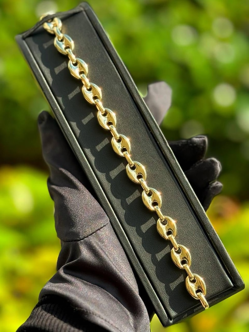 14k Solid Yellow Gold Puffed Mariner Gucci Link 9” Bracelet 33.6 Grams ...