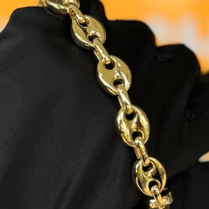 14k Solid Yellow Gold Puffed Mariner Gucci Link 9” Bracelet 33.6 Grams ...