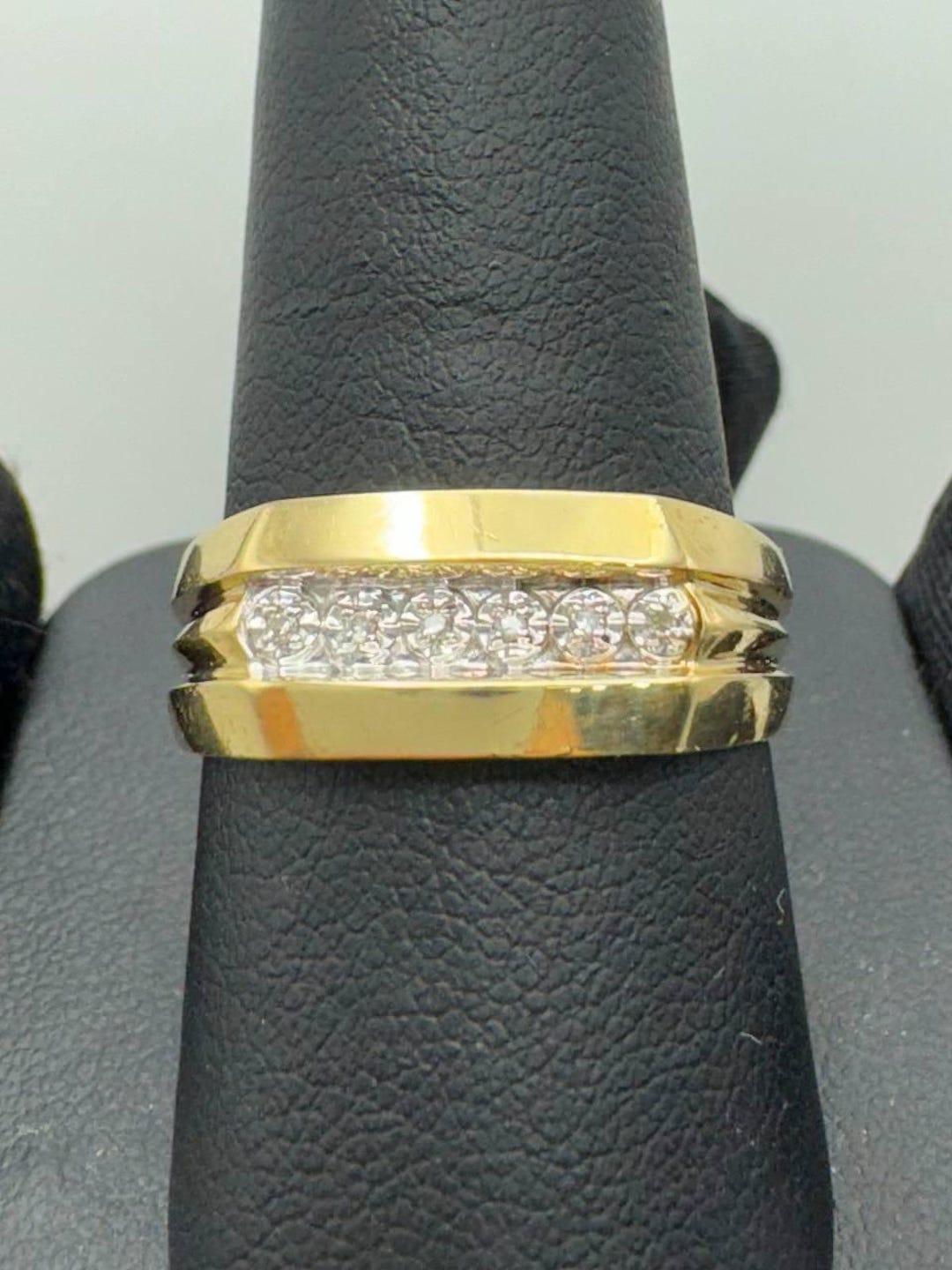 10k Solid Gold Diamond Illusion Setting Ring Size 10 - Etsy