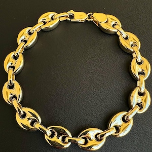 14k Solid Yellow Gold Puffed Mariner Gucci Link 9” Bracelet 33.6 Grams ...