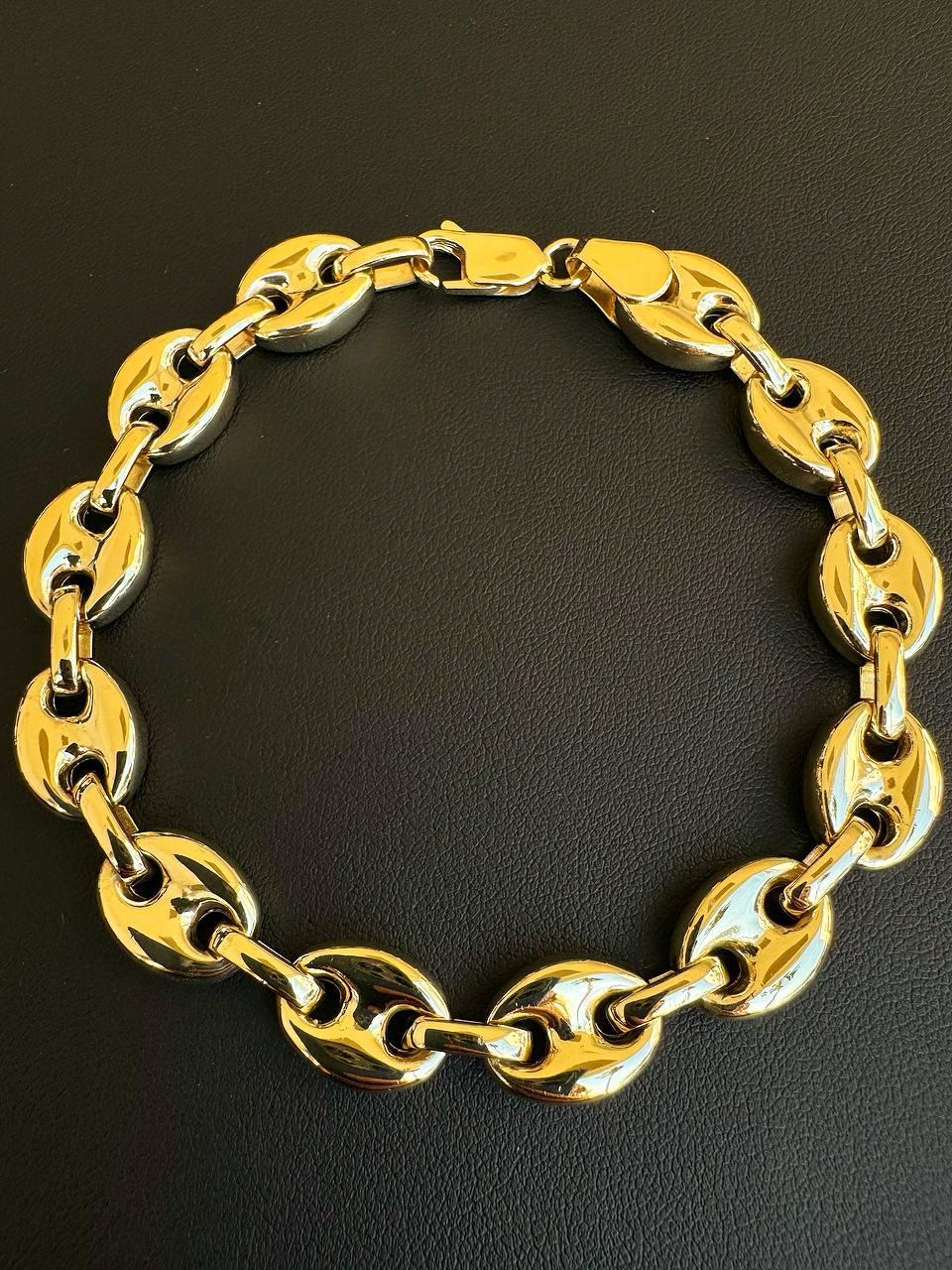14k Solid Yellow Gold Puffed Mariner Gucci Link 9” Bracelet 33.6 Grams ...