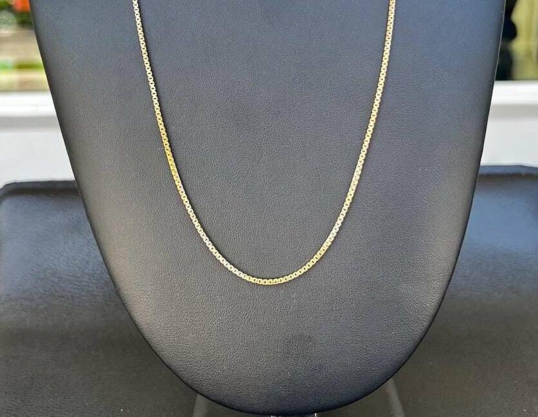 18k Yellow Solid Gold Box Chain 28 Inches Necklace 12 Grams - Etsy