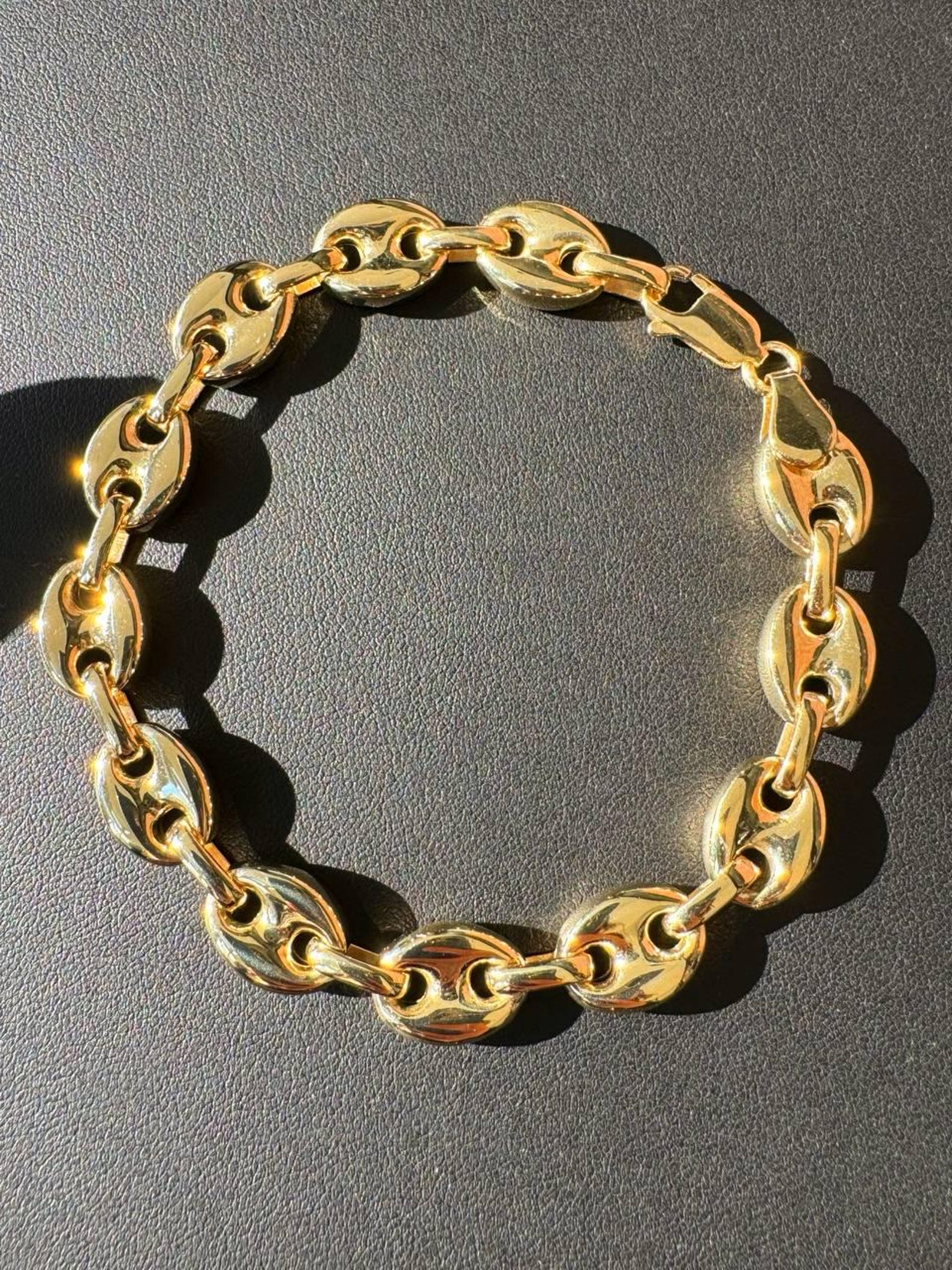 14k Solid Yellow Gold Puffed Mariner Gucci Link 9” Bracelet 33.6 Grams ...