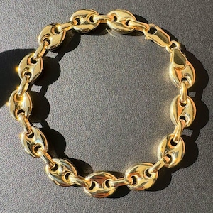 14k Solid Yellow Gold Puffed Mariner Gucci Link 9” Bracelet 33.6 Grams ...