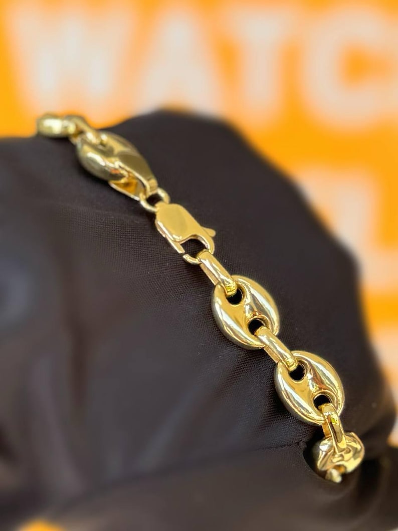 14k Solid Yellow Gold Puffed Mariner Gucci Link 9” Bracelet 33.6 Grams ...