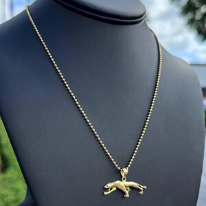 14k Yellow Gold Panther Pendant Necklace - Ball Link Chain - Etsy