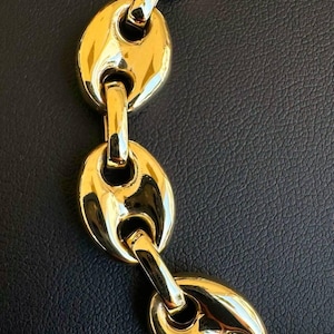 14k Solid Yellow Gold Puffed Mariner Gucci Link 9” Bracelet 33.6 Grams ...