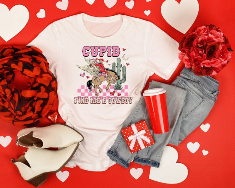 Cupid, Find Me a Cowboy - Pink & Girly Valentine's Day Sublimation ...