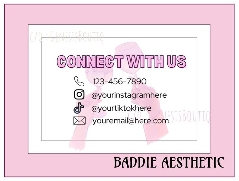 Baddie Vibe Card Template BUNDLE Editable Canva Template Item Care ...