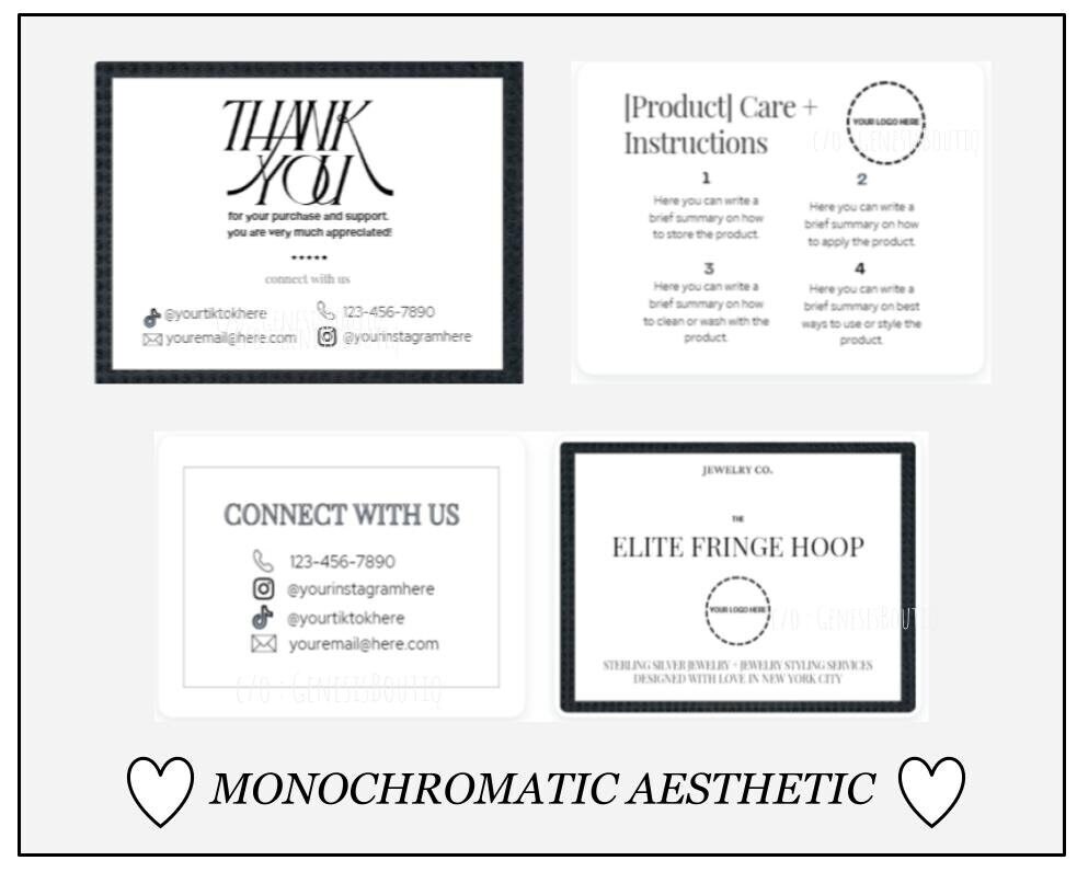 Monochrome B/W Card Template BUNDLE Editable Canva Template - Etsy