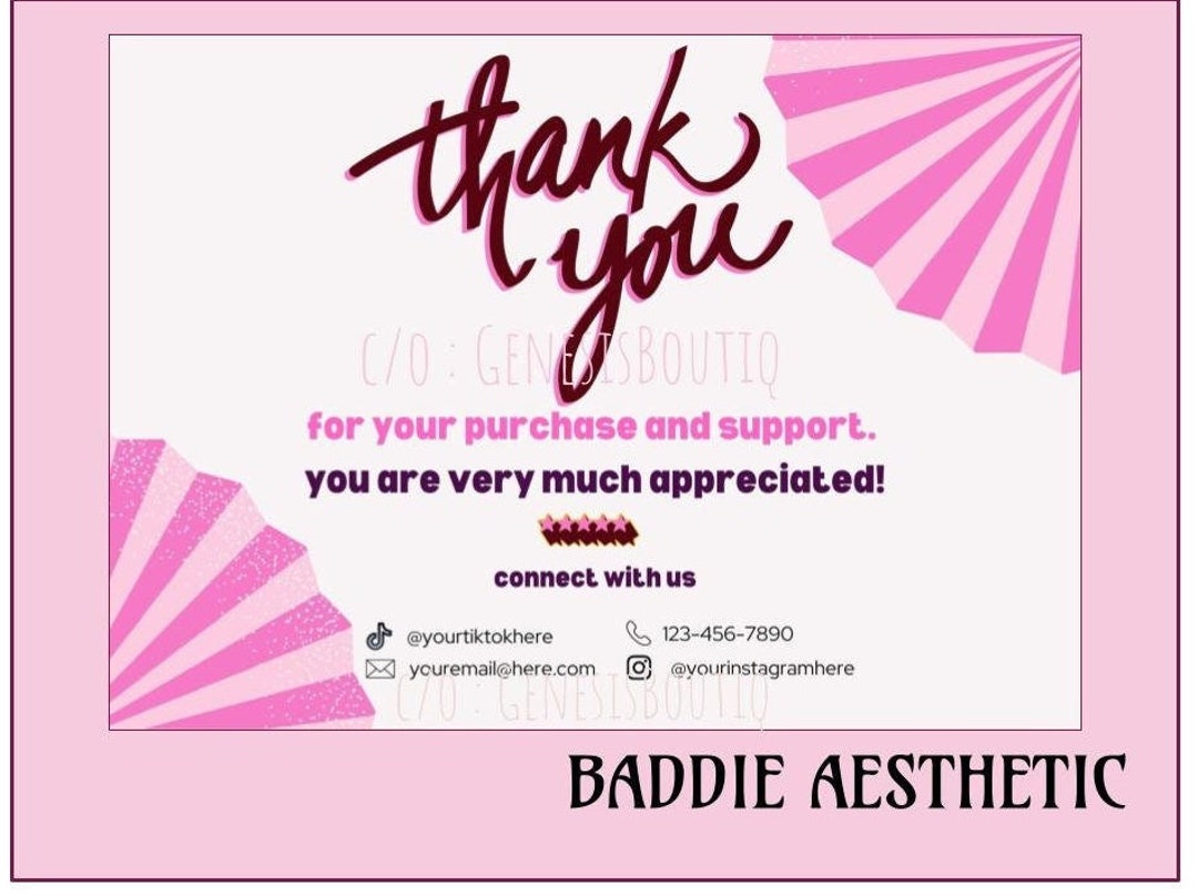 Baddie Vibe Card Template BUNDLE Editable Canva Template Item Care ...