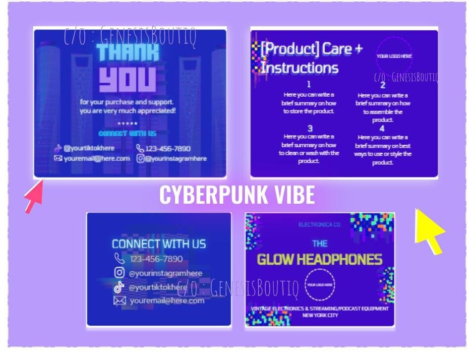 CYBERPUNK Card Template BUNDLE Editable Canva Template - Etsy