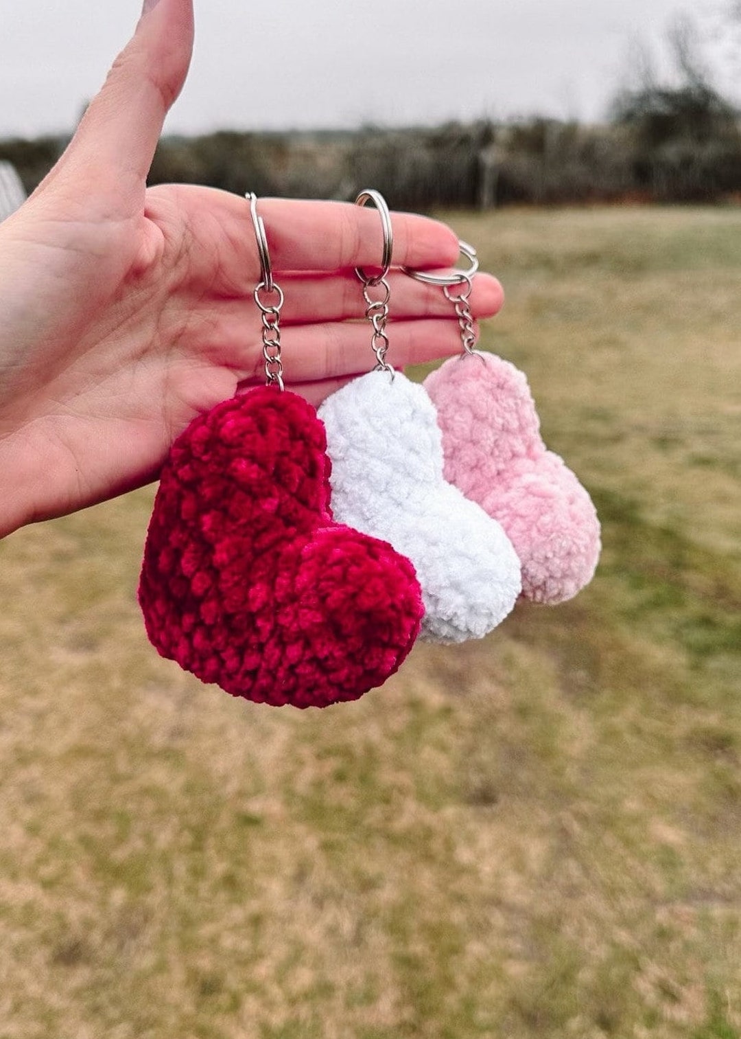 Plush Heart Keychain | Crochet | Handmade Keychain | Valentines ...