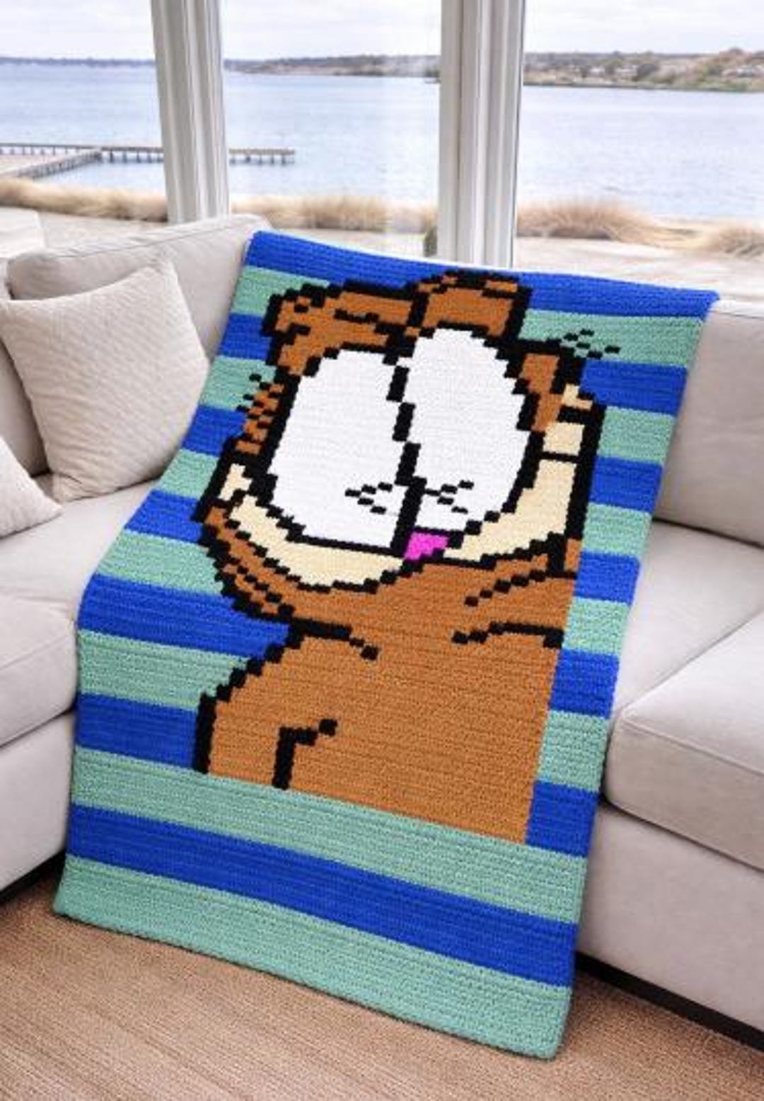 Garfield Character Throw Blanket Pattern Only/ Hand Crochet/ Chunky ...